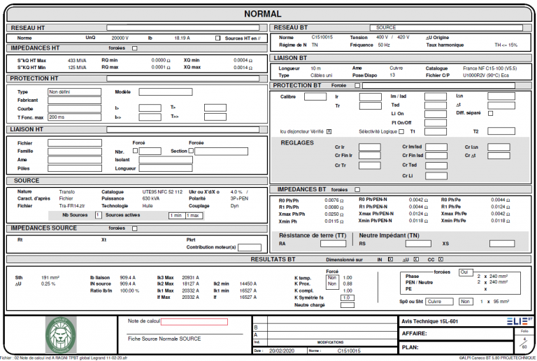 Note de calcul - Professionnels - Prestations - PLAN-ELECTRIQUE.COM